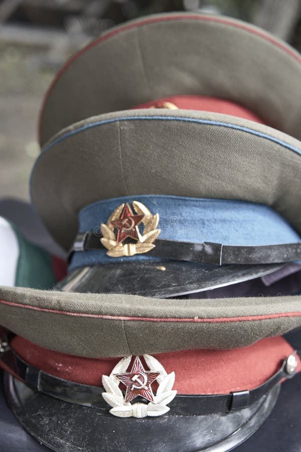 Group of Russian Military Hats . Cold War Editorial Stock Image - Image ...
