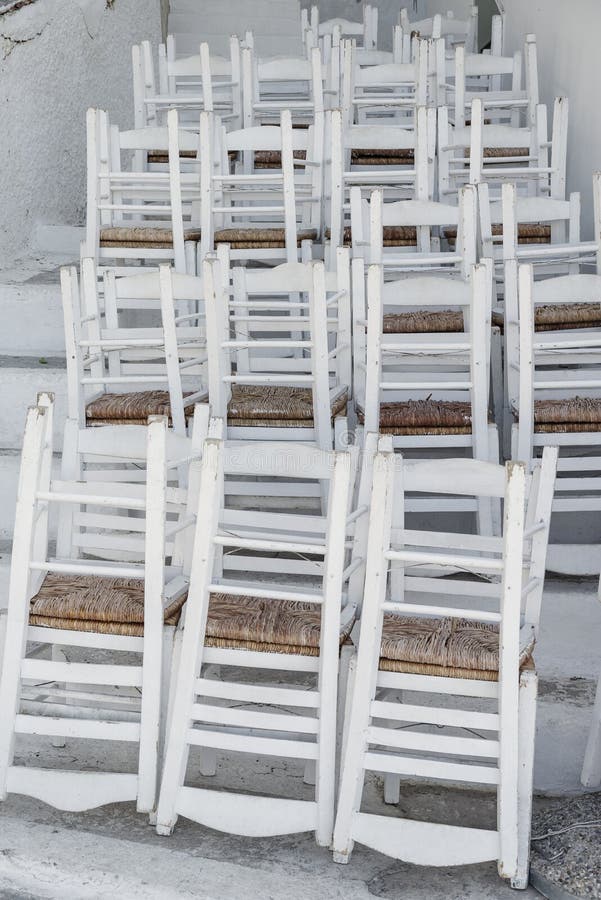 Group of Rustic Chairs. Front View Stock Photo - Image of working ...