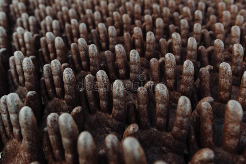 Group of Rusty Hands Made of Metal Editorial Stock Photo - Illustration ...