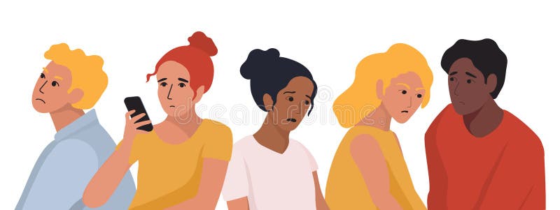 A Group of Sad People. Men and Women of Different Nationalities in ...