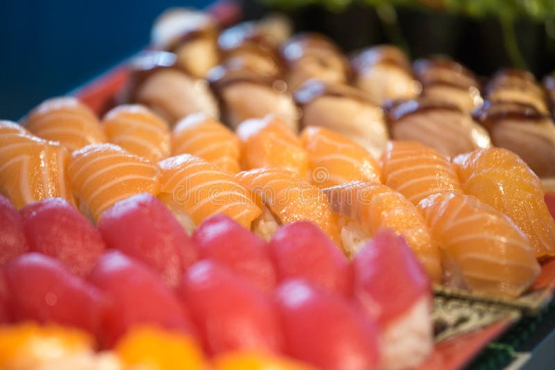 Group of salmon sashimi stock image. Image of meal, group - 85848477