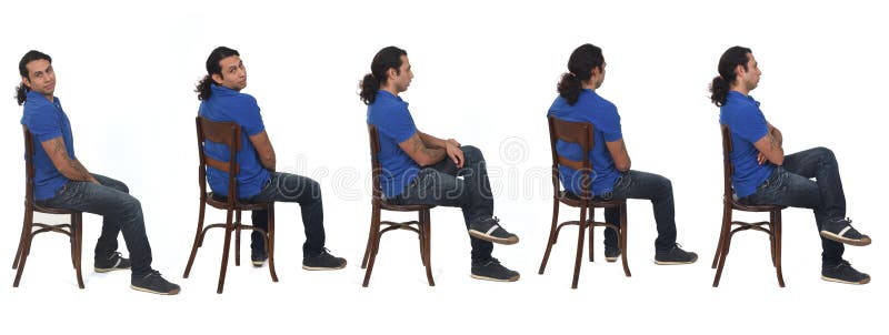 Group Men Profile Sitting Chair White Background Stock Photos - Free ...