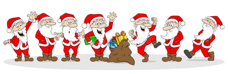 Group of Santa Clauses Wishes Merry Christmas Stock Vector ...