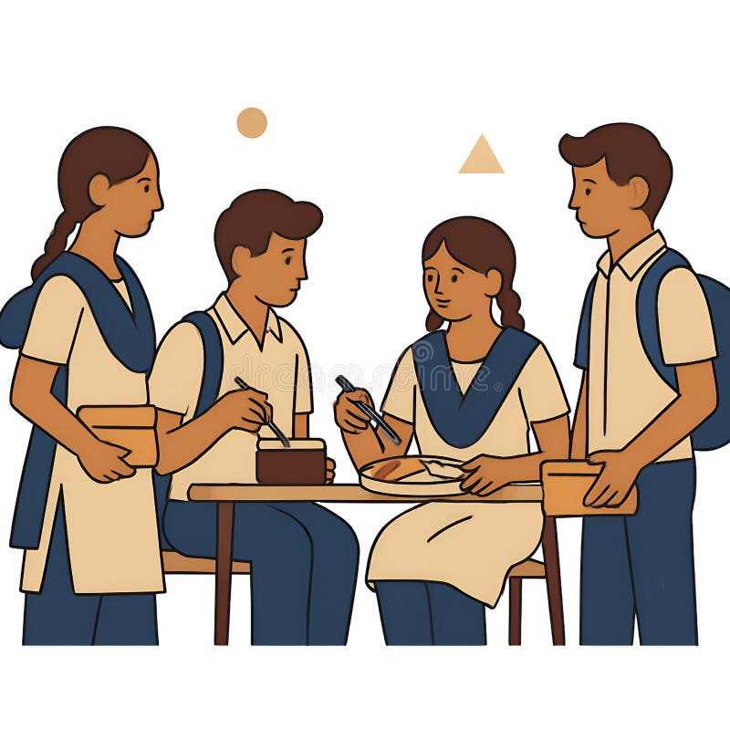 Group of School Children Wearing Uniforms Studying and Using Mobile ...