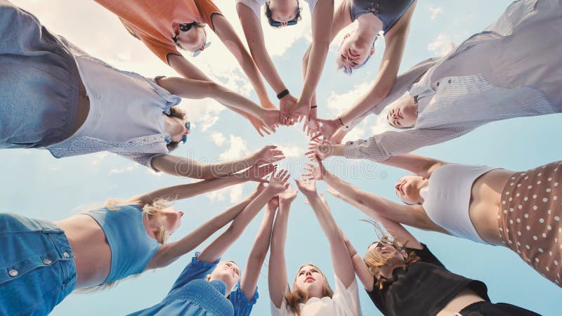 School Friends Coming Together in a Circle, Representing Their Unity ...