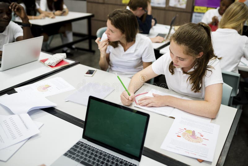 Group of School Friends Learning Classroom Knowledge Stock Photo ...