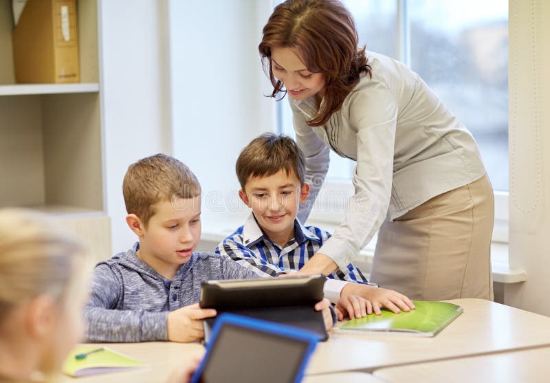 Group of School Kids Writing Test in Classroom Stock Image - Image of ...