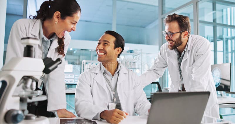 Group, Scientist and Excited People in Laboratory for Cure Discovery ...