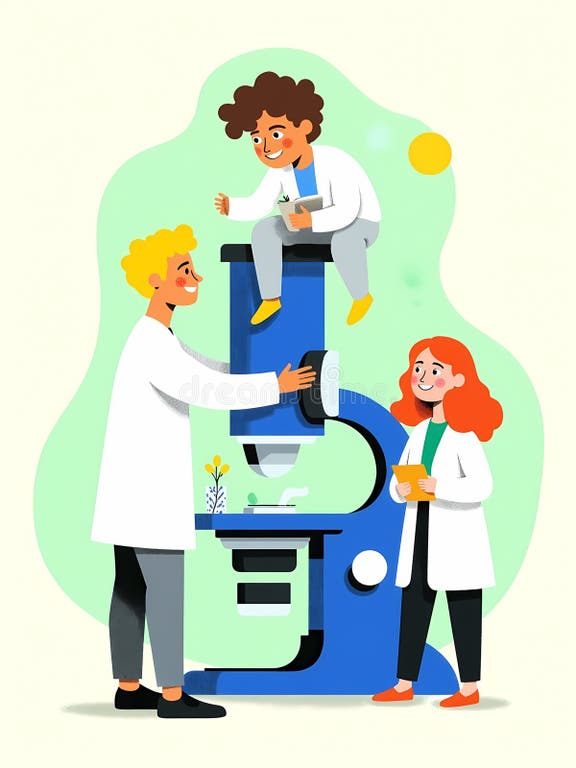 A Group of Scientists Doing Research with a Microscope, Teamwork and ...