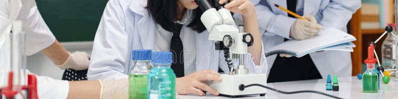 Analyzing Lab Samples with Advanced Microscope Equipment Stock Image ...