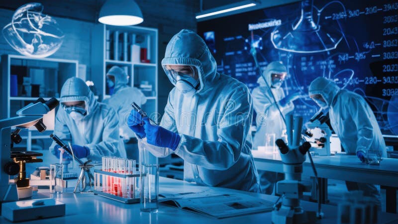 A Lab with Two Scientists in White Lab Coats Stock Image - Image of ...