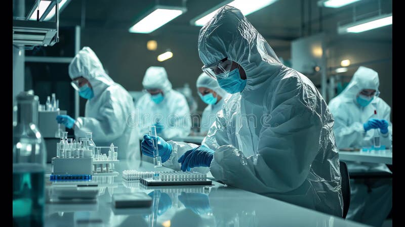 Group of Scientists in White Lab Coats are Working in a Lab. they are ...