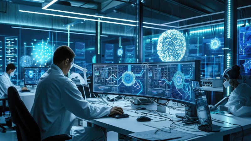 A Group of Scientists are Working on Computers in a Lab AIG41 Stock Image - Image of future ...