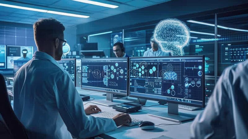 A Group of Scientists are Working on Computers in a Lab AIG41 Stock ...