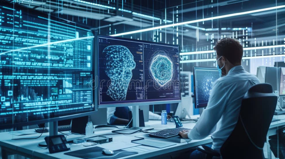 A Group of Scientists are Working on Computers in a Lab AIG41 Stock ...