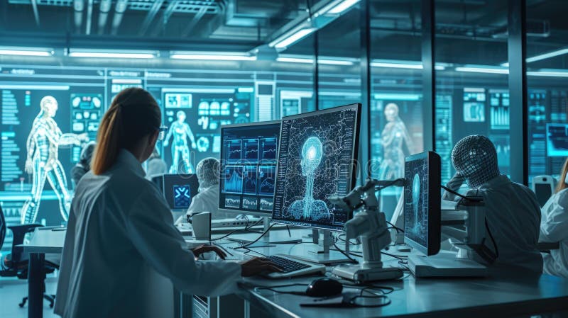 A Group of Scientists are Working on Computers in a Lab AIG41 Stock ...