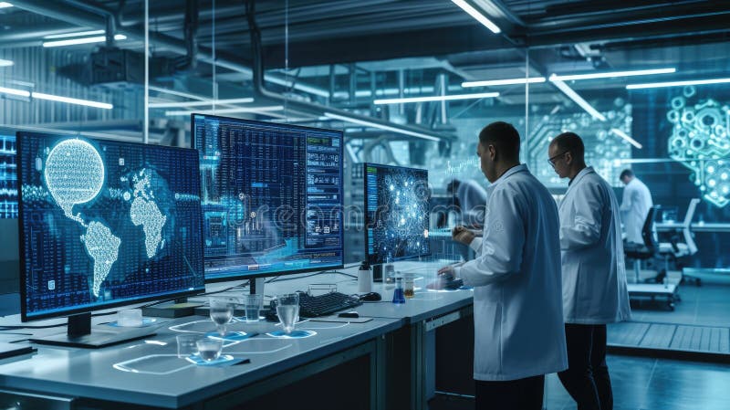 A Group of Scientists are Working on Computers in a Lab AIG41 Stock ...