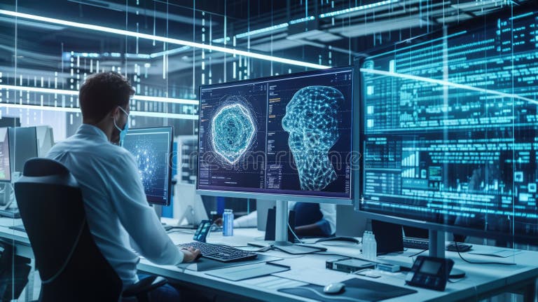 A Group of Scientists are Working on Computers in a Lab AIG41 Stock ...