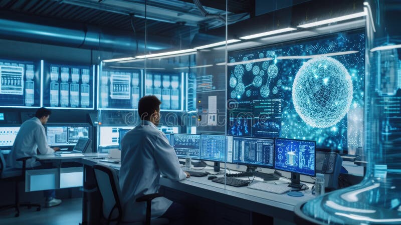 A Group of Scientists are Working on Computers in a Lab AIG41 Stock ...