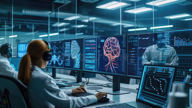 A Group of Scientists are Working on Computers in a Lab AIG41 Stock ...