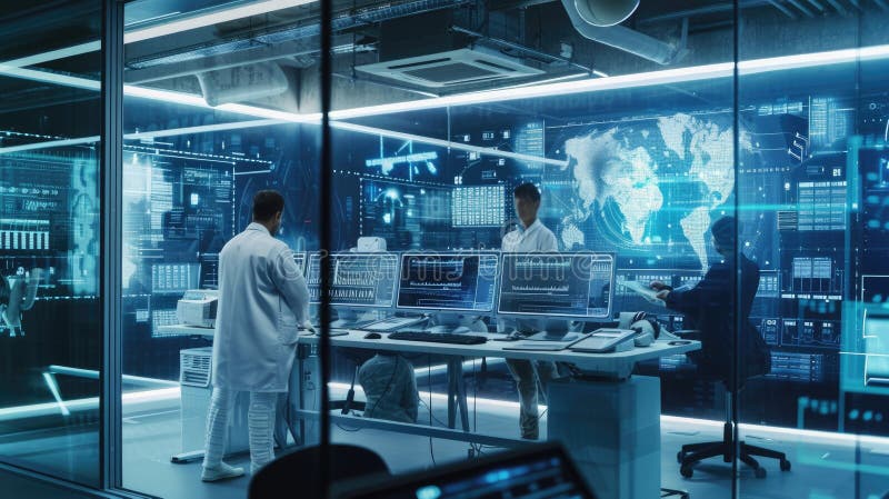 A Group of Scientists are Working on Computers in a Lab AIG41 Stock ...