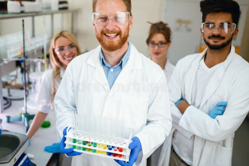 Group of Scientists Working at Laboratory Stock Image - Image of ...