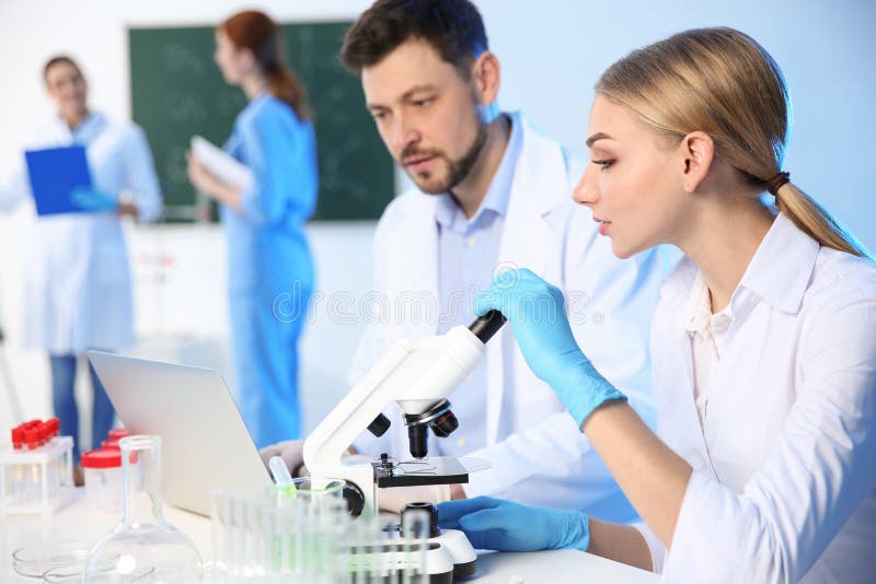 Group of Scientists Working in Chemistry Laboratory Stock Photo - Image ...