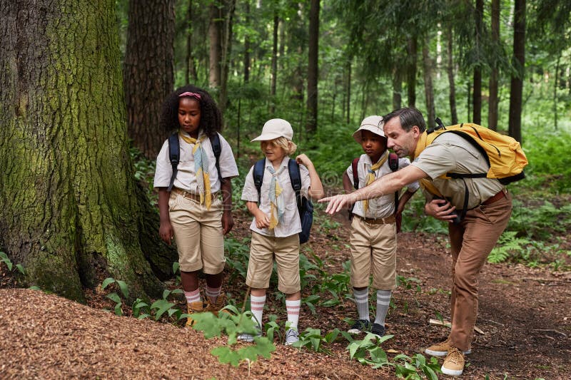 Group of Scouts Exploring Nature during Field Trip Stock Image - Image ...