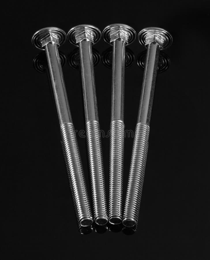 Group of Screw-bolts on Black Background. Stock Photo - Image of silver ...