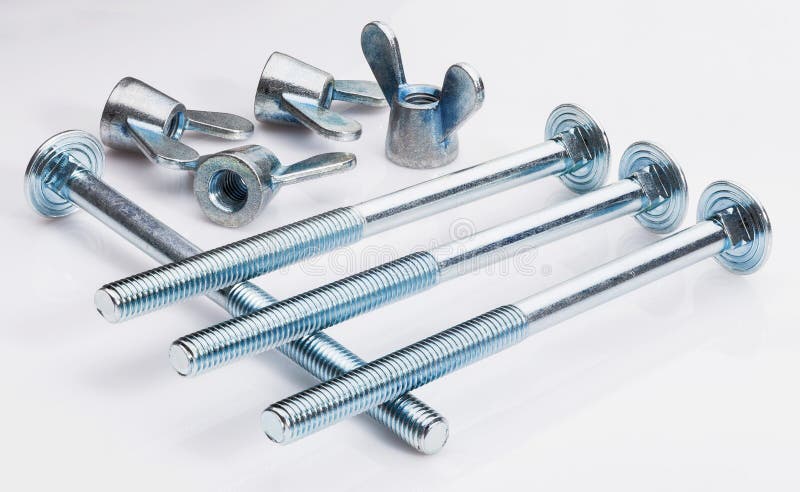 Group of Screw-bolts on White Background. Stock Image - Image of steel ...