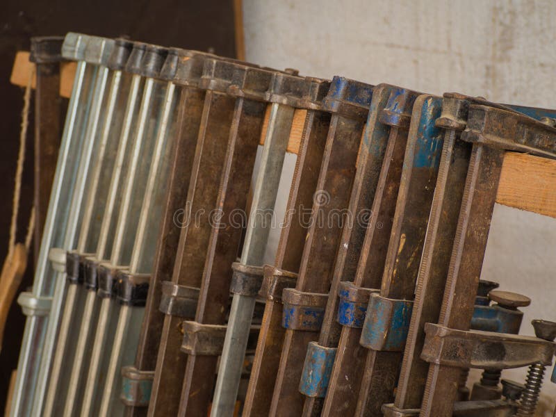 Group of clamps stock image. Image of adjustable, spanner - 58036653