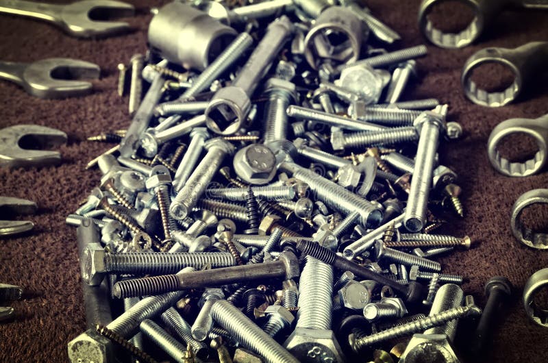 Group of Screws and Wrenches. Stock Image - Image of iron, depth: 55900245