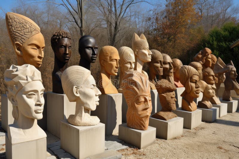 Group of Sculptures, Each One Different and Unique in Its Own Way Stock ...