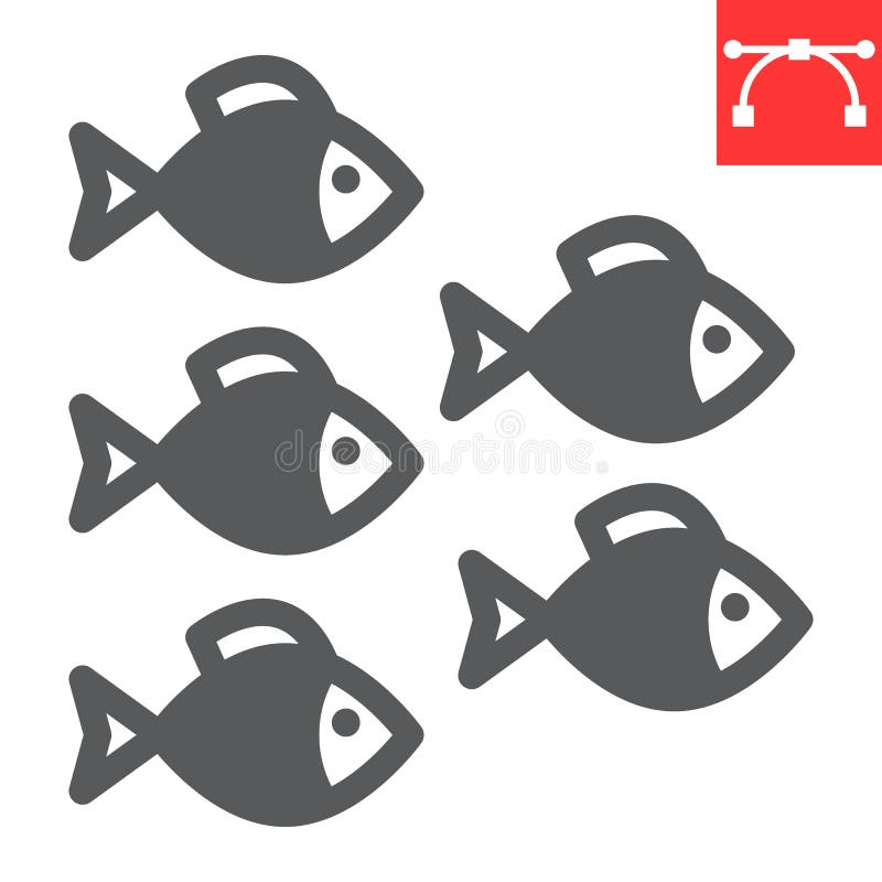 Group of Sea Fishes Line Icon, Sea Fish and Ocean Animals, Fishes ...