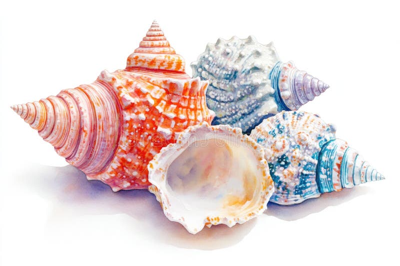 Group of Sea Shells Arranged on a Clean and Flat White Surface Stock ...