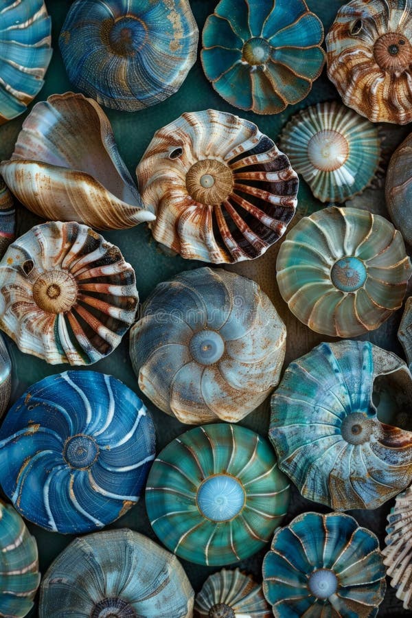 Group of Sea Shells Stacked Together Stock Illustration - Illustration ...