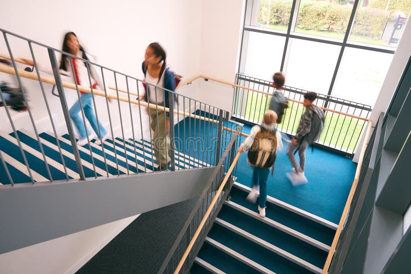 Group of Secondary or High School Pupils Inside School Building on ...