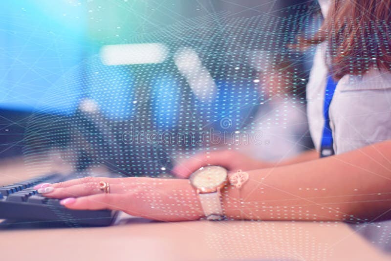 Group of Security Guards Working on Computers while Sitting in the Main ...