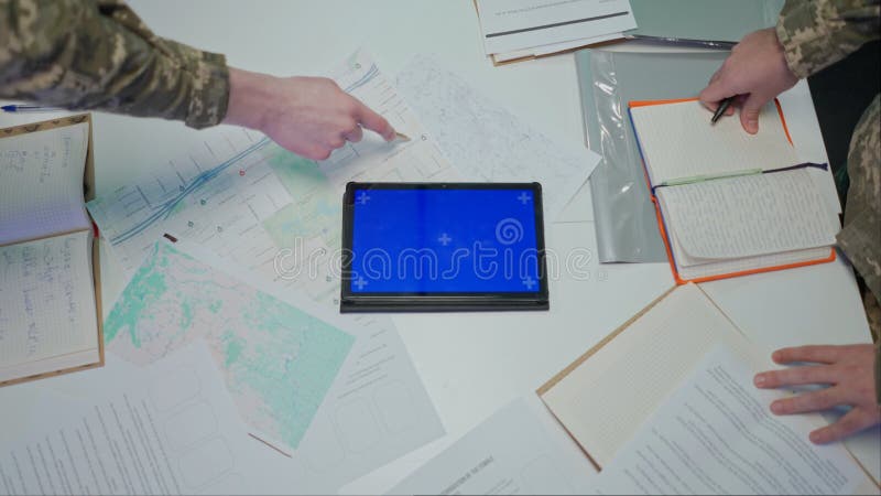 Group of Security Squad in Control Center. Military Headquarters ...