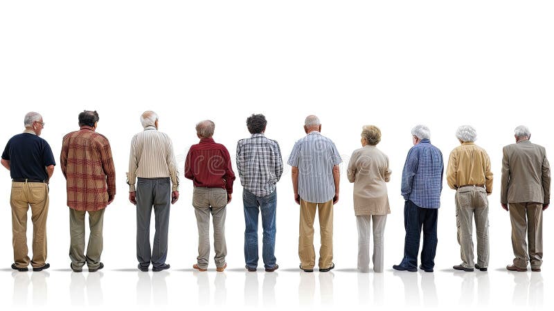 Group of Senior Adults Standing Back To Camera. Stock Image - Image of ...