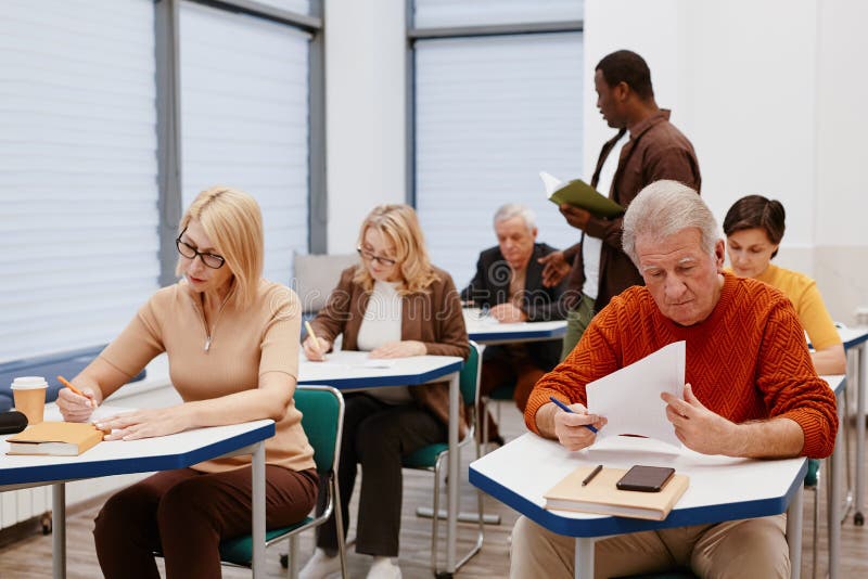 Group of Senior People Sitting at Training in Class Stock Photo - Image ...