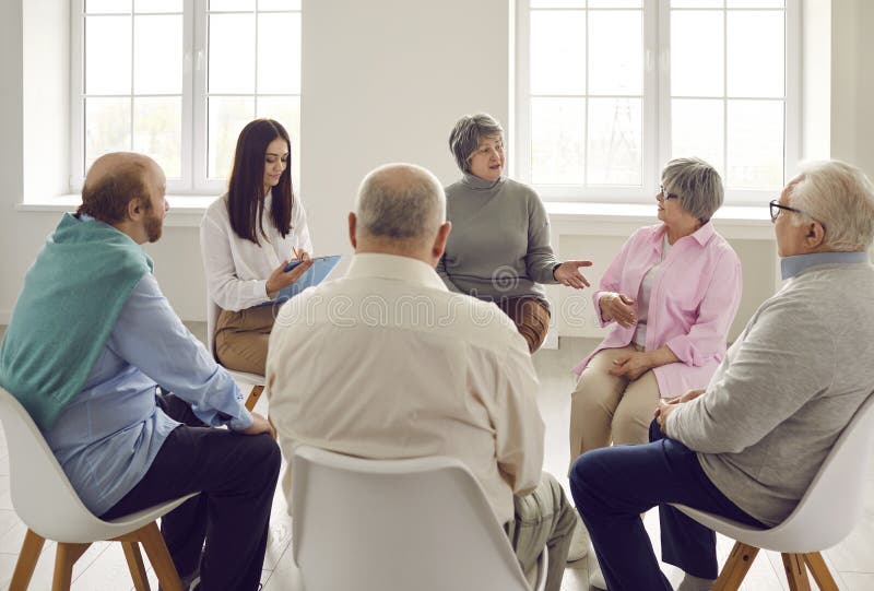Group of Senior People Sharing and Discussing Their Problems during ...