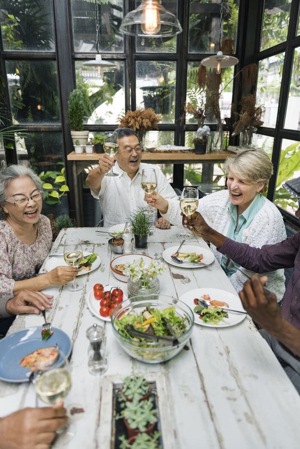 Group of Senior Retirement Meet Up Happiness Concept Stock Photo ...