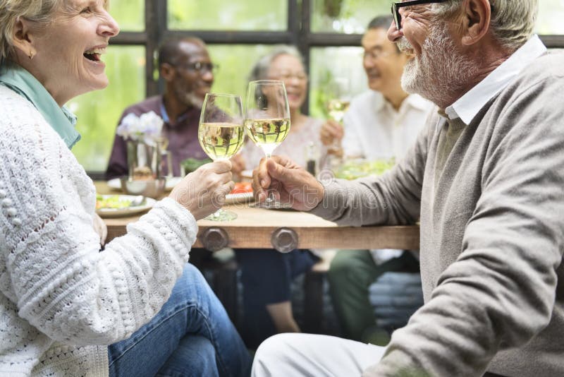 Group of Senior Retirement Meet Up Happiness Concept Stock Photo ...