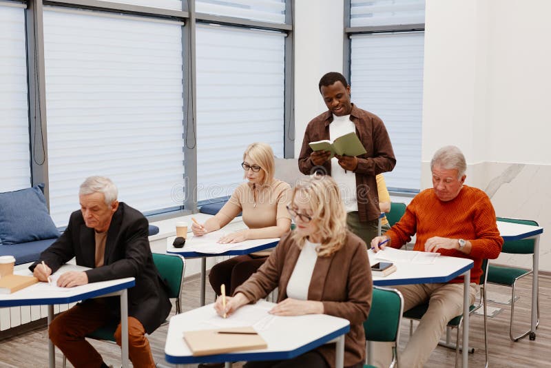 Senior Students Sitting at Training in Class Stock Photo - Image of ...