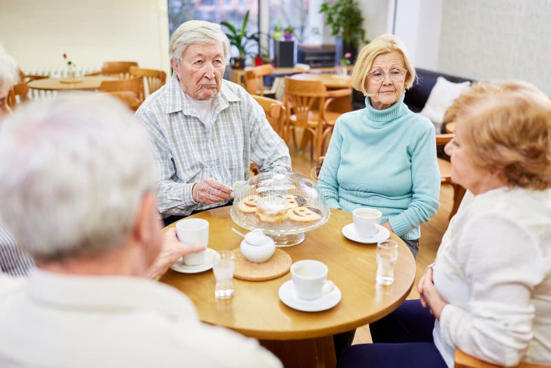 Group of Seniors Drinking Coffee at the Retirement Home Stock Image ...