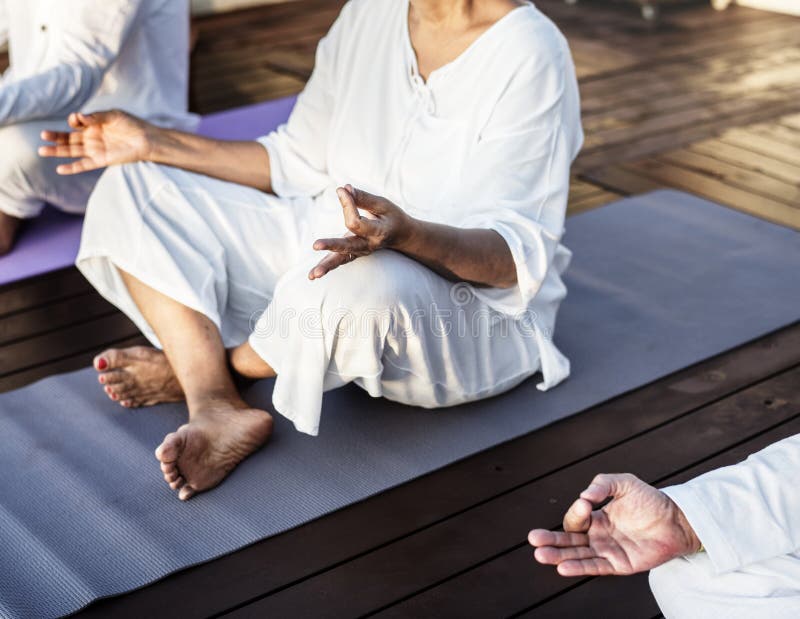 Group of Seniors Practicing Yoga Stock Image - Image of flexibility ...
