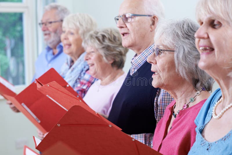 Group of Seniors Singing in Choir Together Stock Image - Image of ...