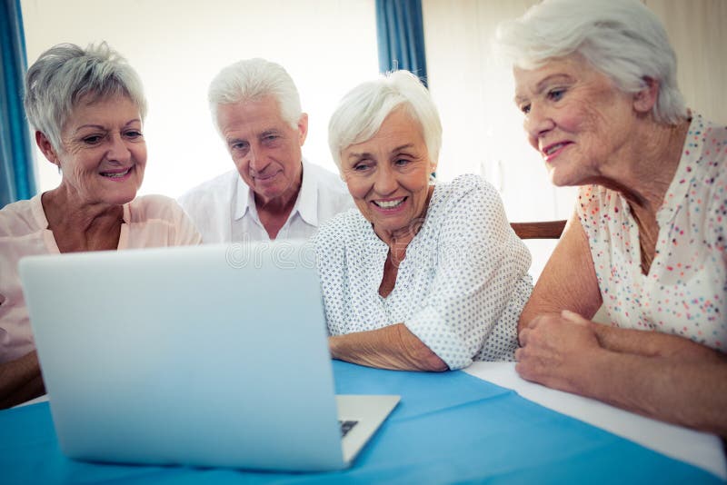 Group of Seniors Using a Computer Stock Image - Image of concept ...