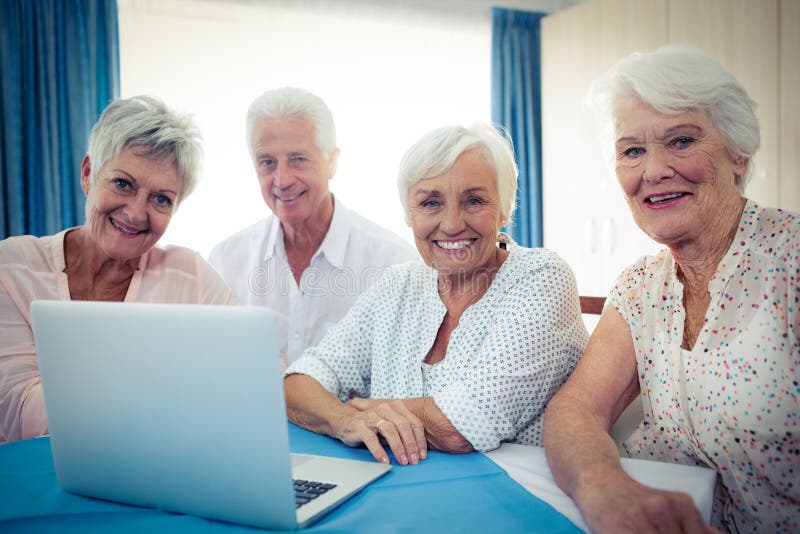 Group of Seniors Using a Computer Stock Photo - Image of daycare ...